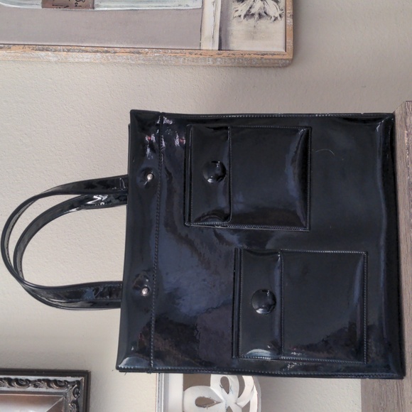 Kadin | Bags | Kadin Vintage 6s Mod Tote Bag Black Patent Leather Purse ...